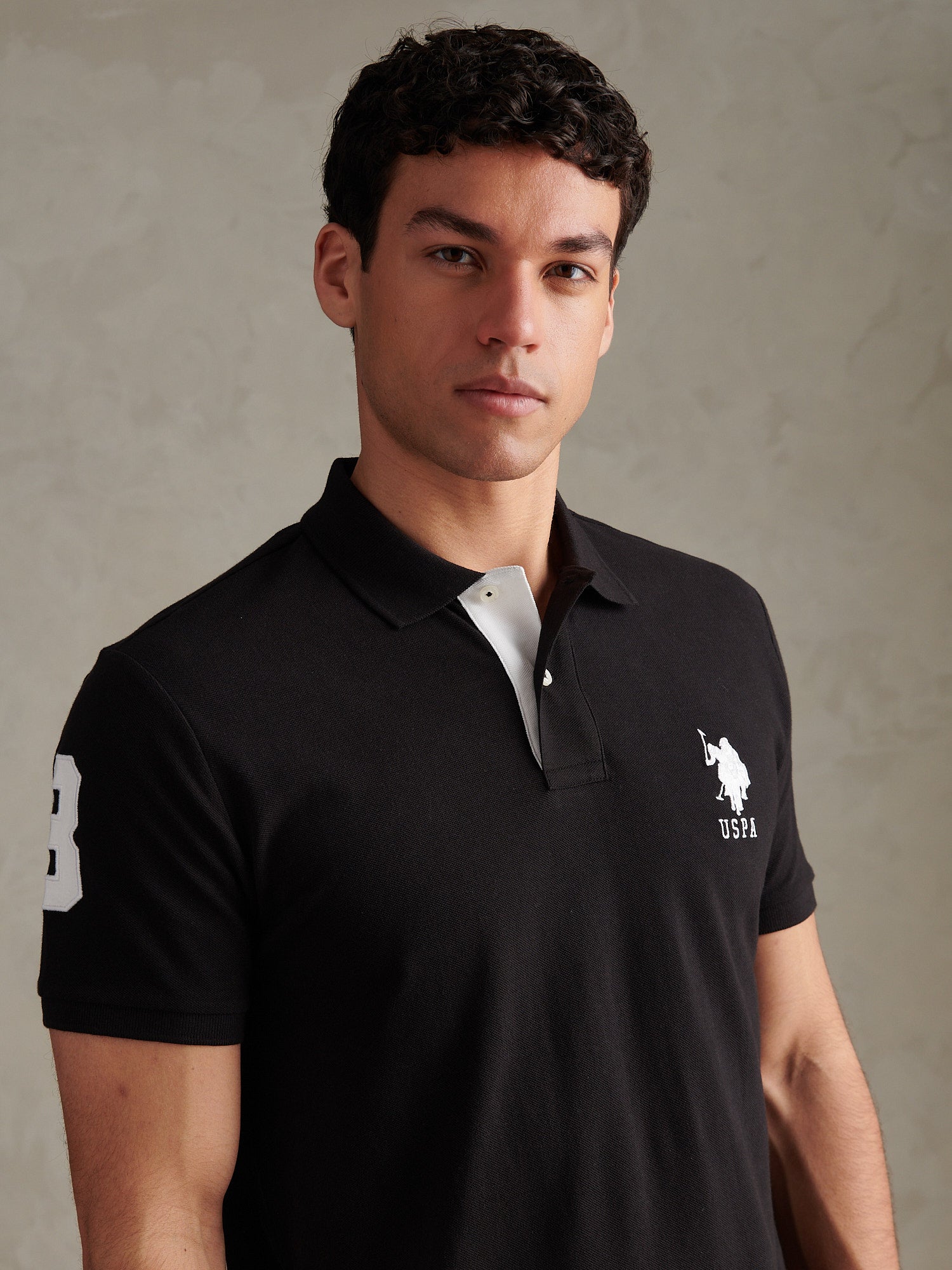 Mens Player 3 Polo Shirt in Black Bright White DHM – U.S. Polo Assn ...